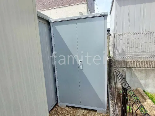 イナバ物置 タイヤストッカー BJX-119ET 野外物置き 収納庫 倉庫（現場番号：45357）の施工例 | 外構・リフォーム工事のファミリー庭園